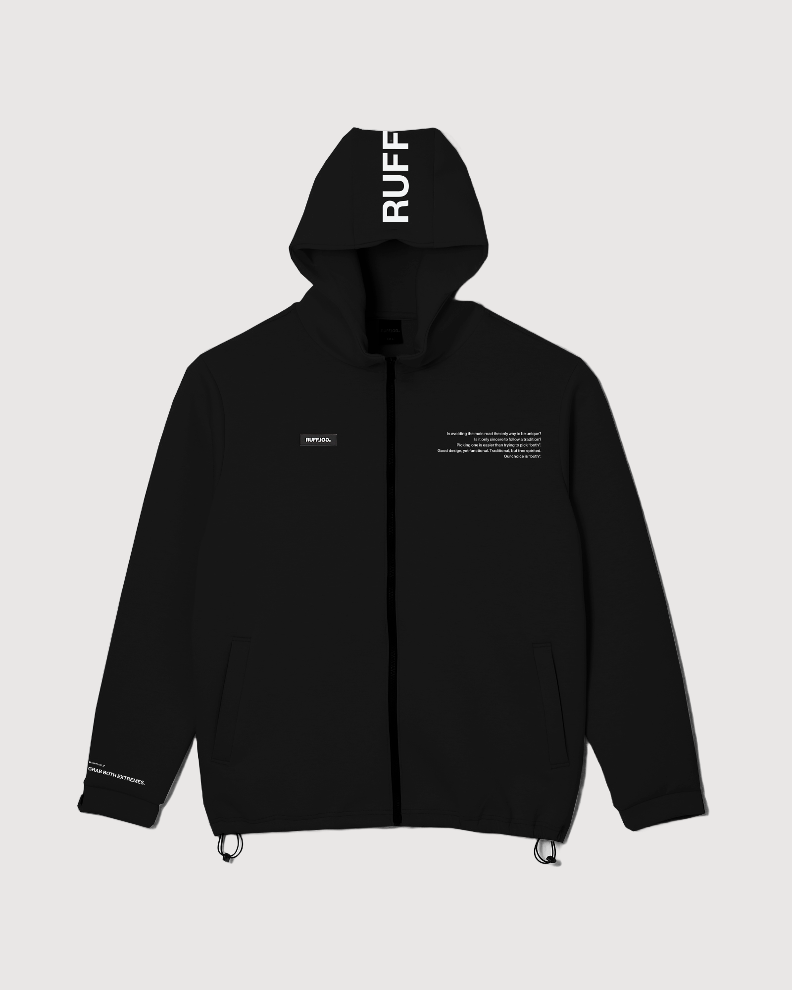 ZIP HOODIE JACKET BLACK – RUFFLOG